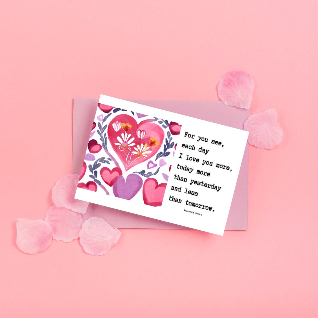Printable Love Messages Card Love Valentine Family Home Deco Postcard ...