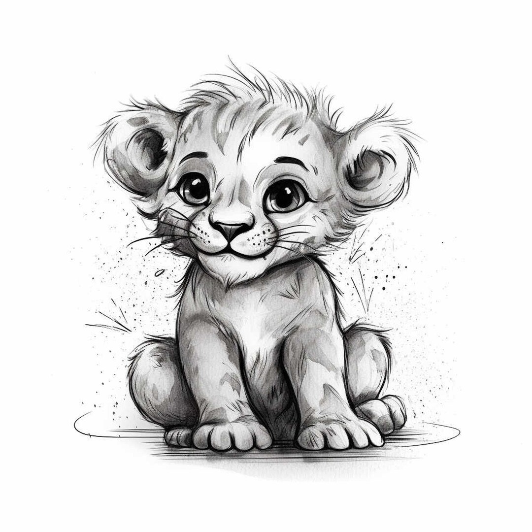 Lion Poster Wall Art Relaxing Drawings Minimalist Sketch PRINTABLE ...