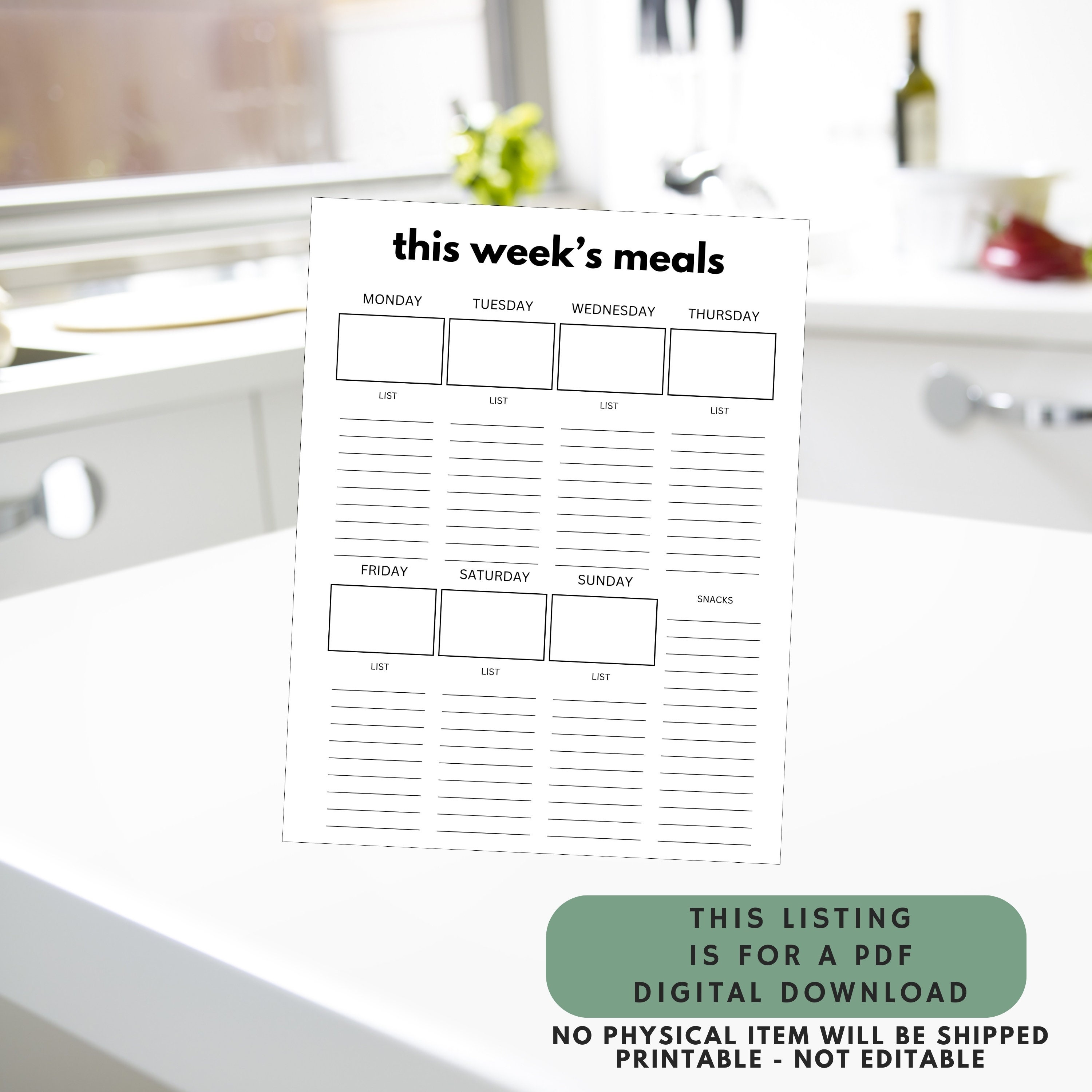 Printable Weekly Dinner Menu / Cook at Home Planner / Grocery Shopping ...