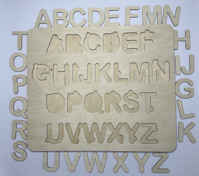 Wooden Alphabet Puzzle, Yellow ABC Puzzle, Education Puzzle for Kids ...