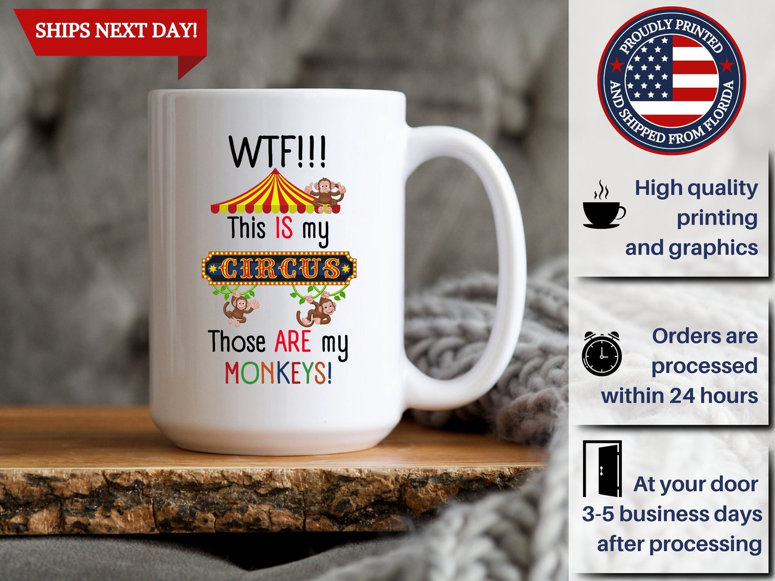 This is My Circus and Those Are My Monkeys Funny Coffee Cup Gift ...