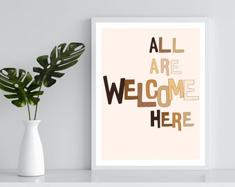 All Are Welcome Here Printable, Diversity Classroom Poster, Instant ...