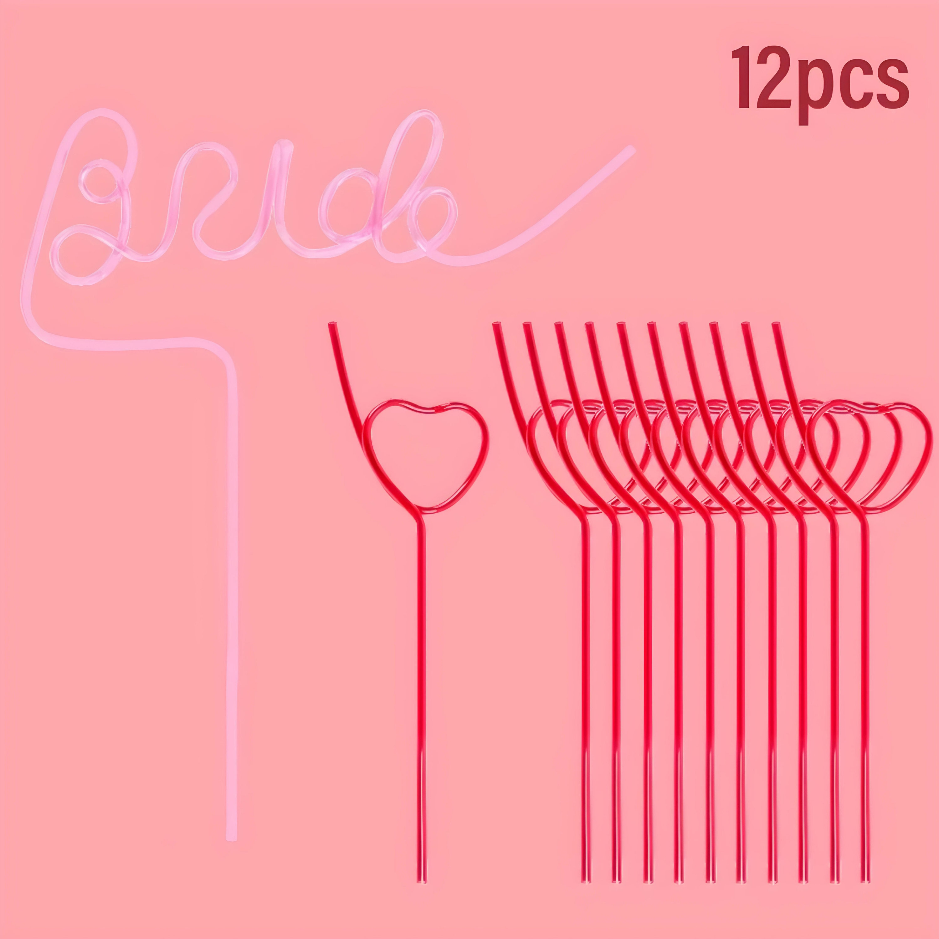 Bride to Be Bride Straw Set, Bachelorette Favors, Love Heart Straws ...