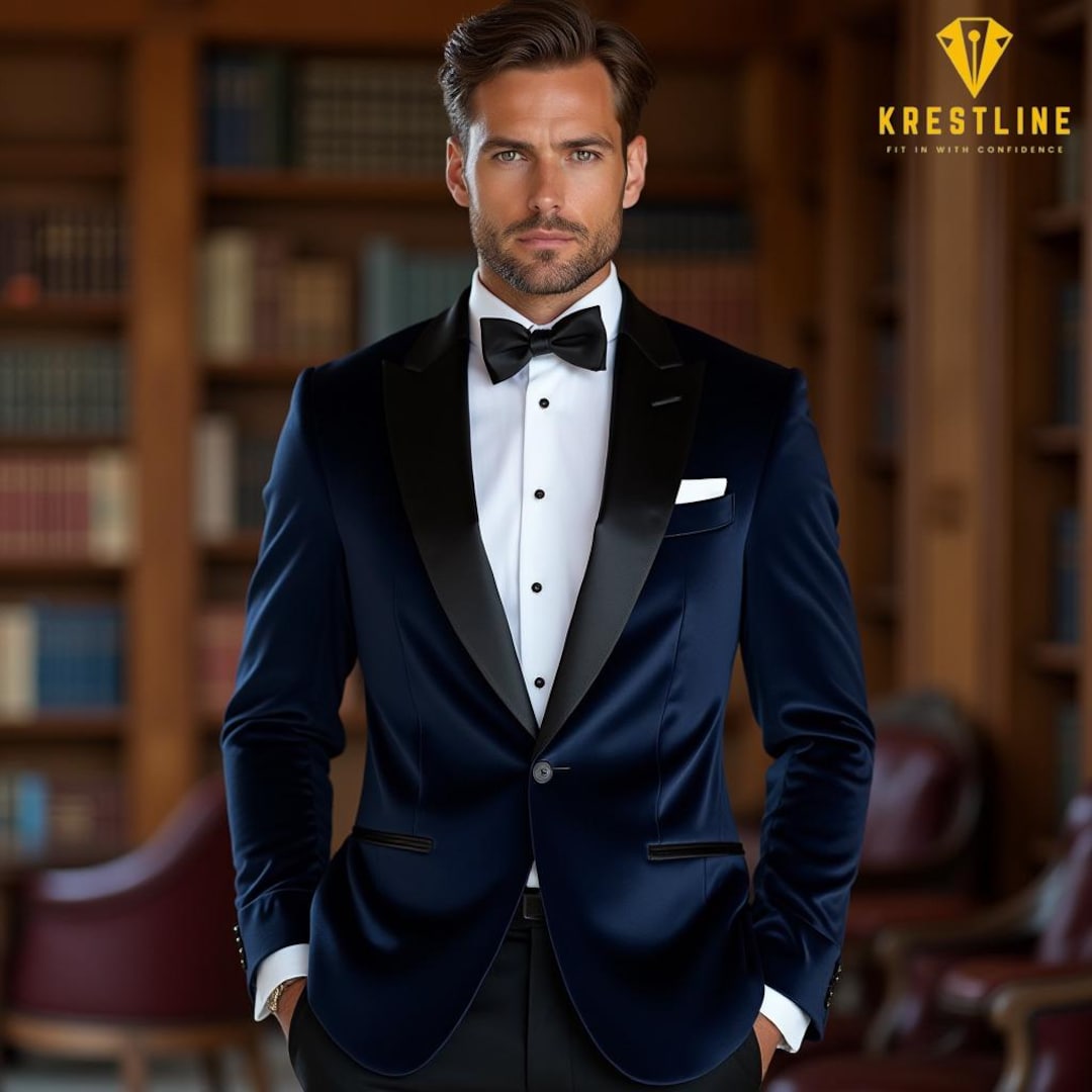 Men’s Midnight Blue Velvet Tuxedo | Modern Groom and Wedding Wear ...