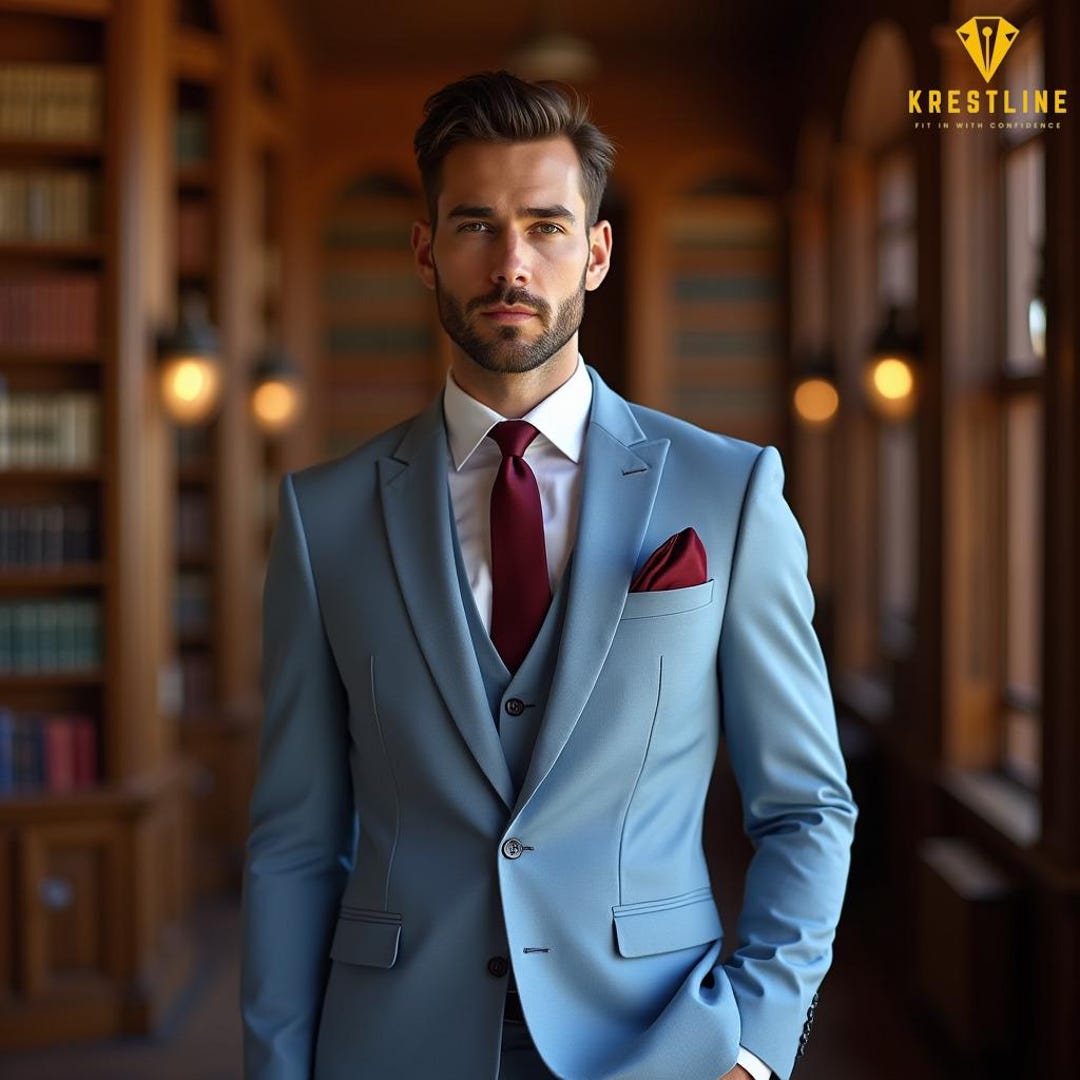 Men’s Powder Blue 3-piece Suit | Modern Groom and Wedding Attire ...