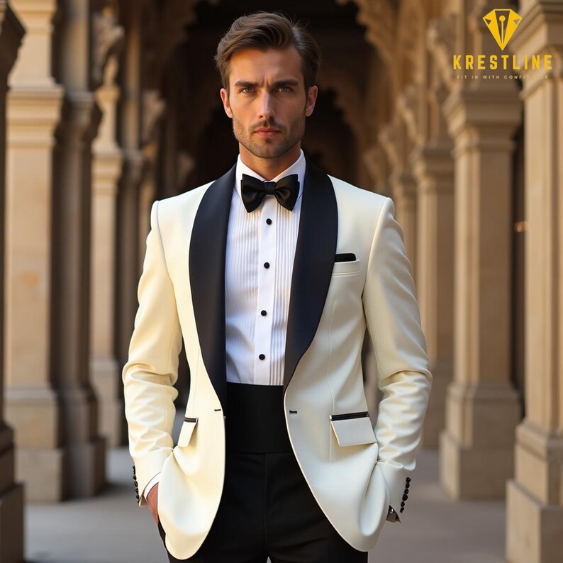 Men's Rich Ivory Tuxedo | Stylish Groom and Formal Attire | Ideal for ...