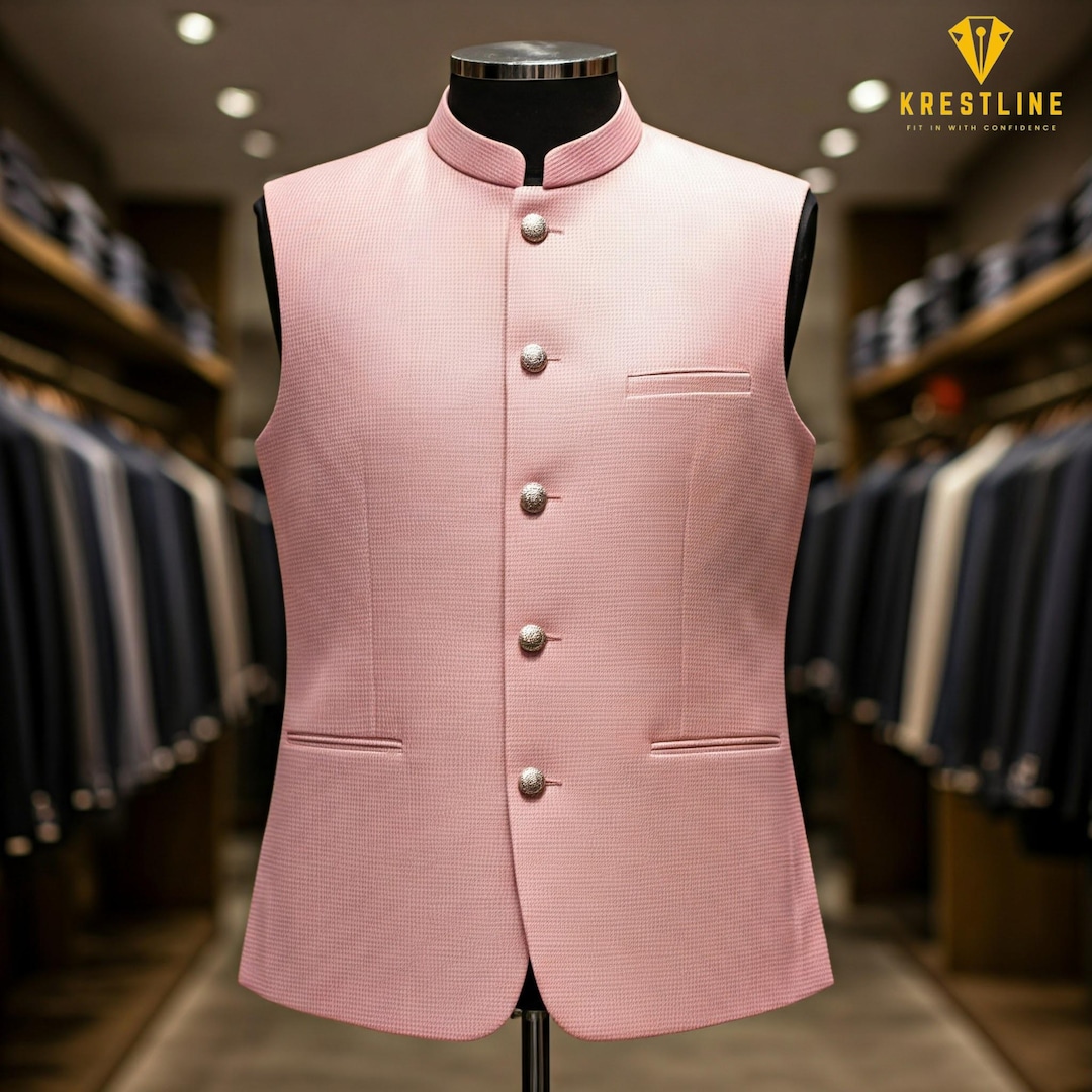 Men’s Pastel Pink Nehru Jacket | Perfect for Weddings, Summer Events ...