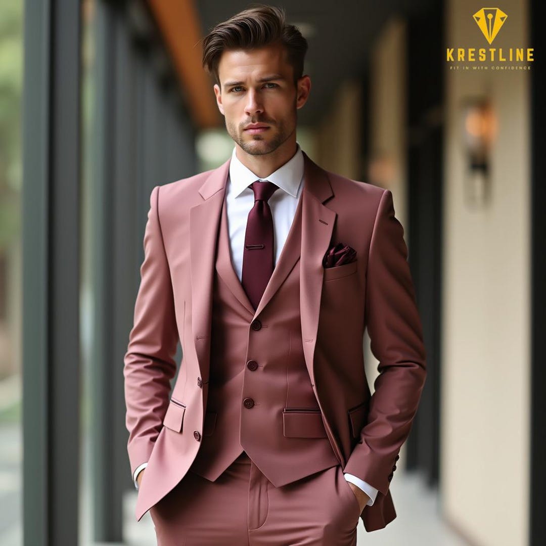 Men’s Dusty Rose 3-piece Suit | Modern Groom and Wedding Attire ...