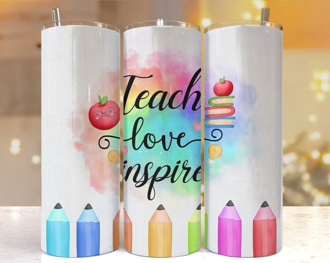 Teacher 20oz Skinny Tumbler Png, Teach Love Inspire, Teacher Life ...