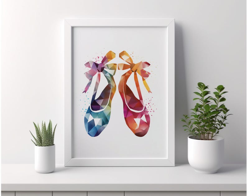 Rainbow Silhouette/outline Digital Print of a Pair of Ballet Shoes ...