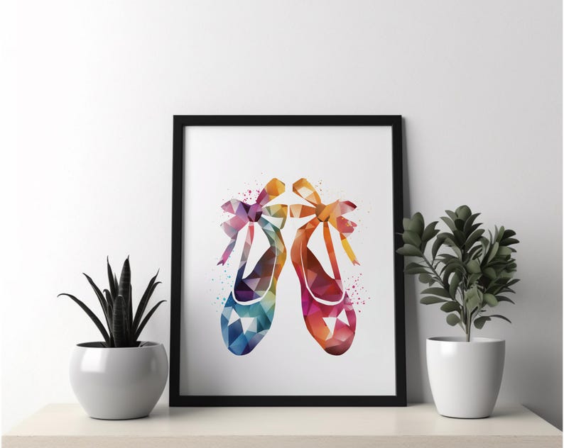 Rainbow Silhouette/outline Digital Print of a Pair of Ballet Shoes ...