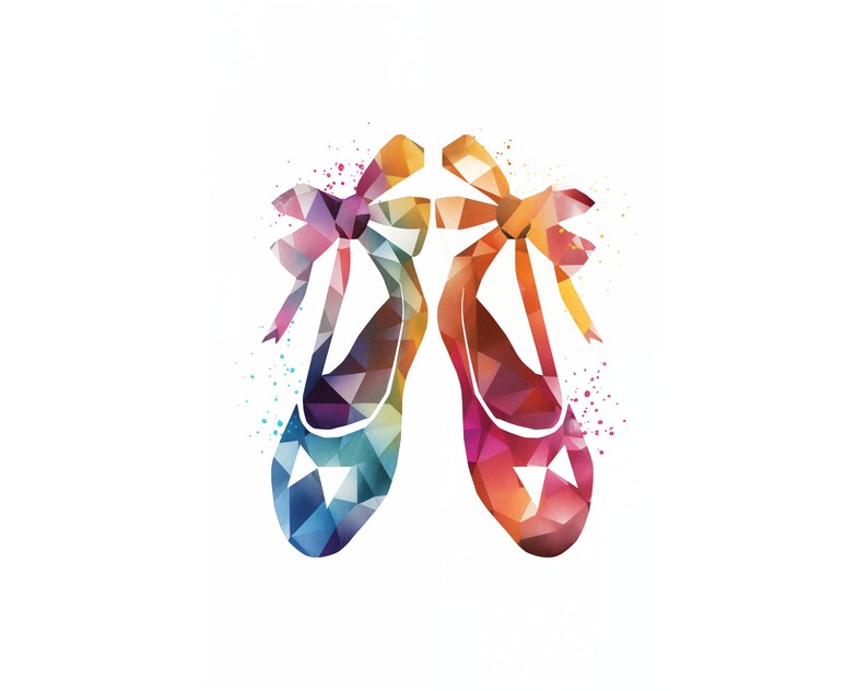 Rainbow Silhouette/outline Digital Print of a Pair of Ballet Shoes ...