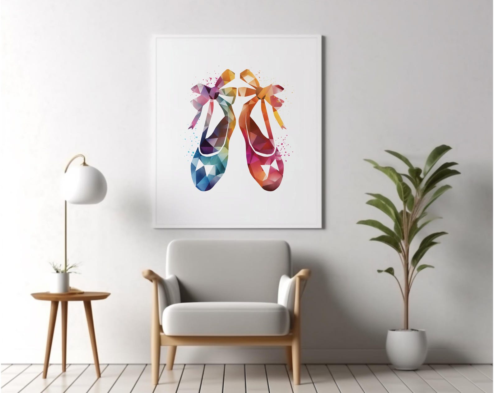 Rainbow Silhouette/outline Digital Print of a Pair of Ballet Shoes ...