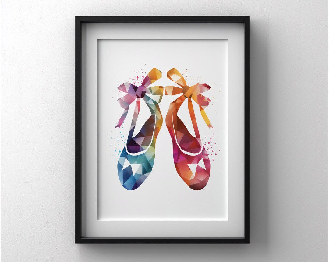 Rainbow Silhouette/outline Digital Print of a Pair of Ballet Shoes ...