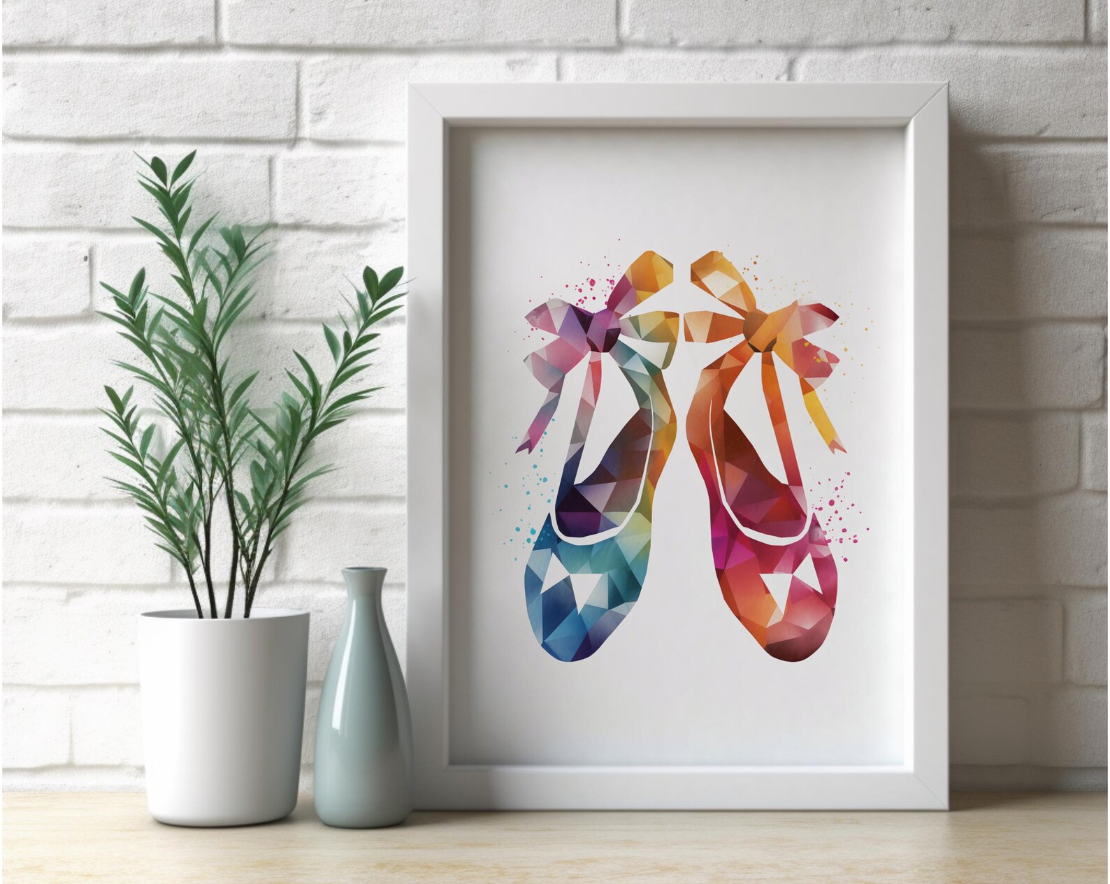 Rainbow Silhouette/outline Digital Print of a Pair of Ballet Shoes ...
