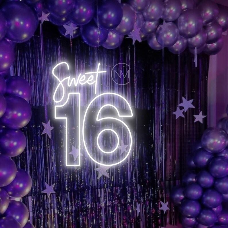 Sweet 16 Custom Neon Sign Birthday Decor / LED Lights Sign for Sweet 16 ...