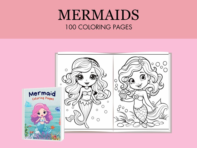Mermaid Coloring Pages for Kids | 100 Printable PDF Sheets | Cute Under ...