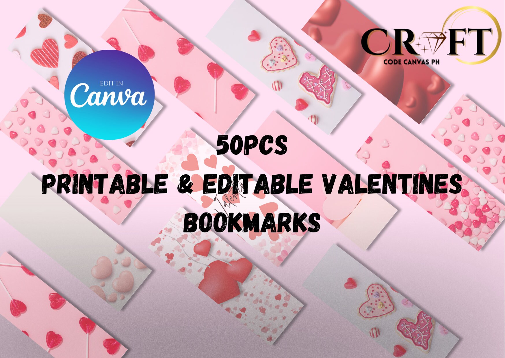 Printable and Editable Bookmarks Canva Template Cute Bookmark Gift for ...