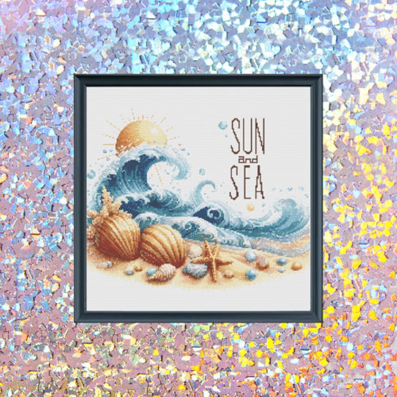 Sun and Sea Cross Stitch Pattern, Sea Shells X Stitch Chart, Seaside ...