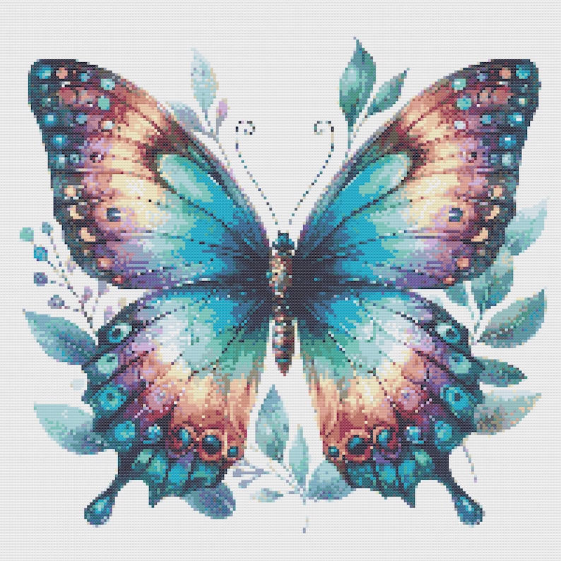 Butterfly Cross Stitch Pattern, Instant PDF Download, Insect Watercolor ...