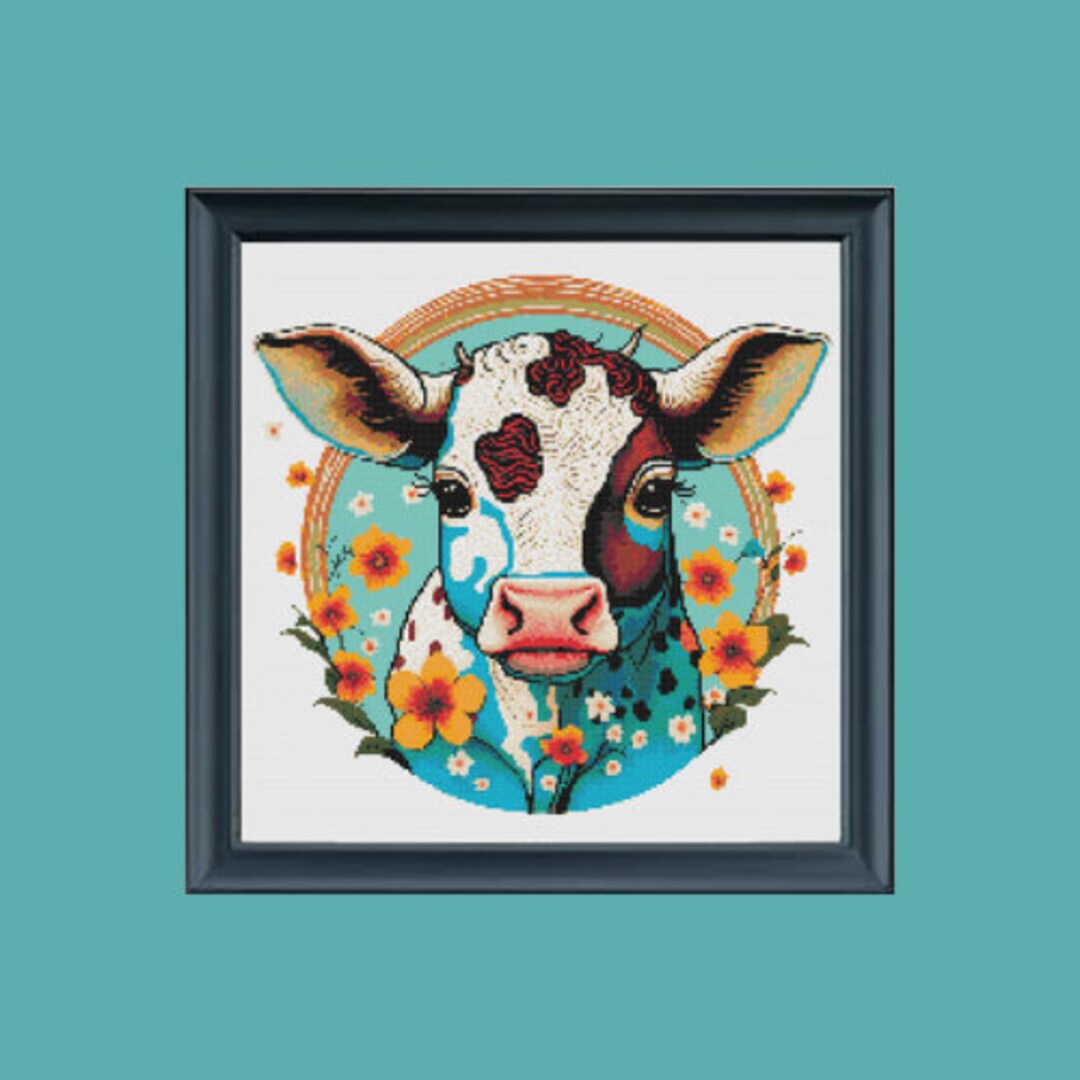 Cow Cross Stitch Pattern, Cows Cross Stitch Chart, Cows in Field ...