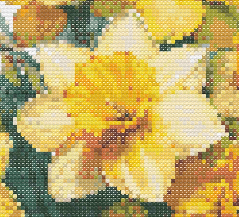 Spring Daffodils Cross Stitch Pattern, Instant PDF Download, Flowers ...