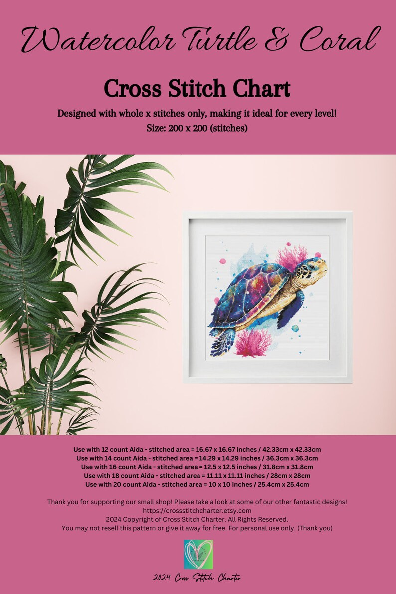 Sea Turtle Cross Stitch Pattern, Instant PDF Download, Sea Turtle ...