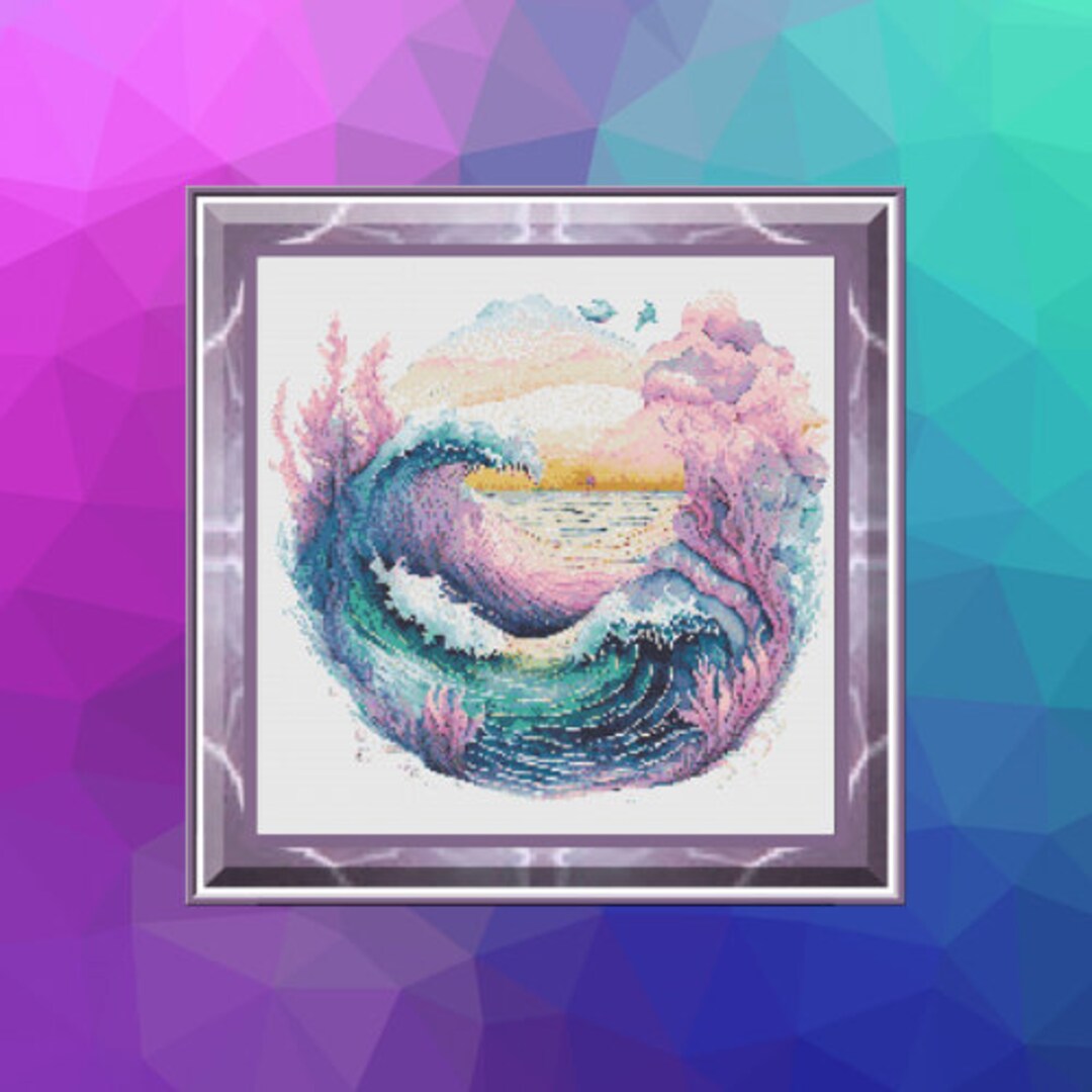 Ocean Cross Stitch Pattern, Ocean Waves X Stitch Chart, Seaside ...