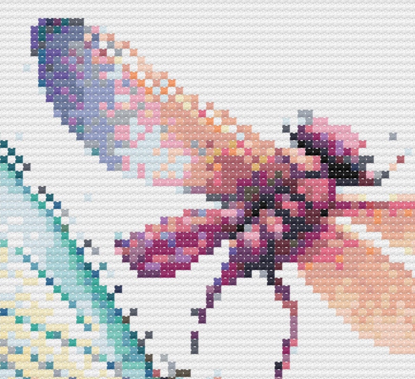 Dragonfly Cross Stitch Pattern, Instant PDF Download, Insect Watercolor ...