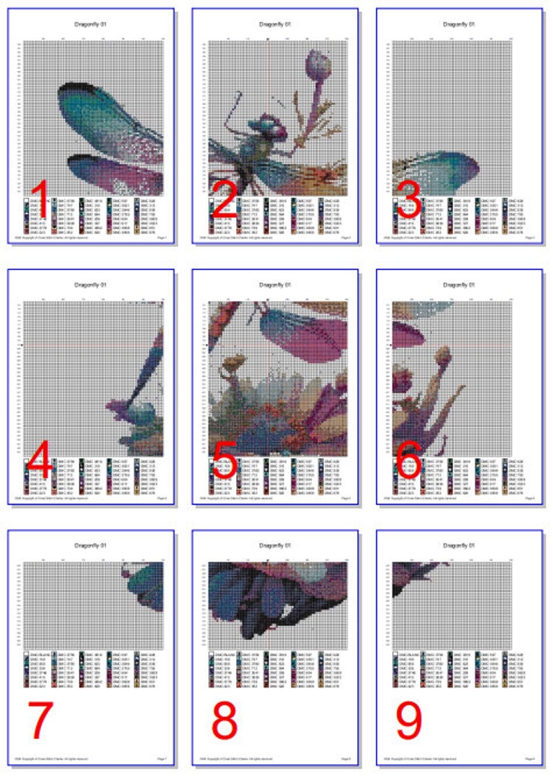 Dragonfly Cross Stitch Pattern, Instant PDF Download, Insect Watercolor ...