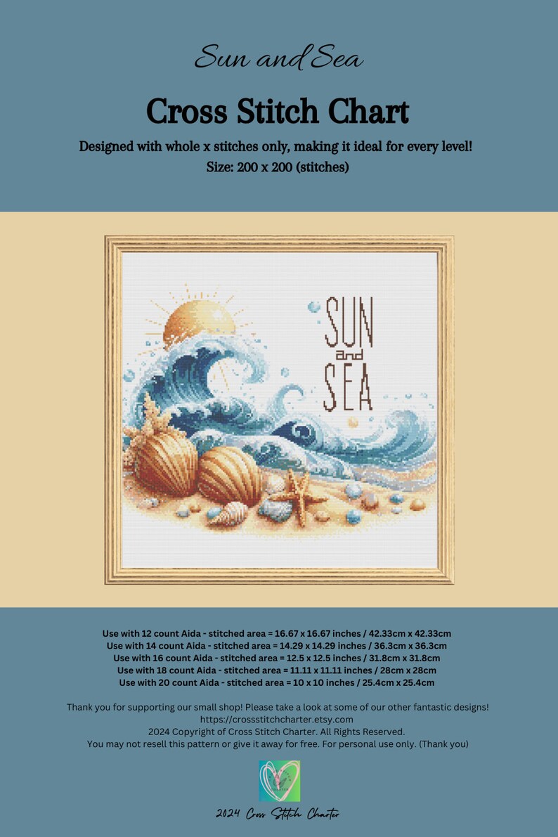 Sun and Sea Cross Stitch Pattern, Sea Shells X Stitch Chart, Seaside ...