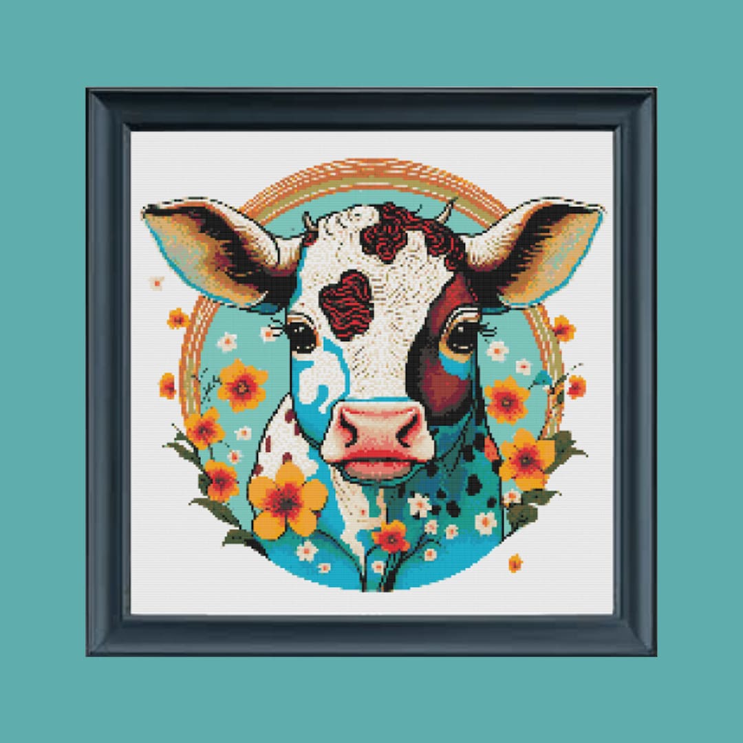 Cow Cross Stitch Pattern, Cows Cross Stitch Chart, Cows in Field ...