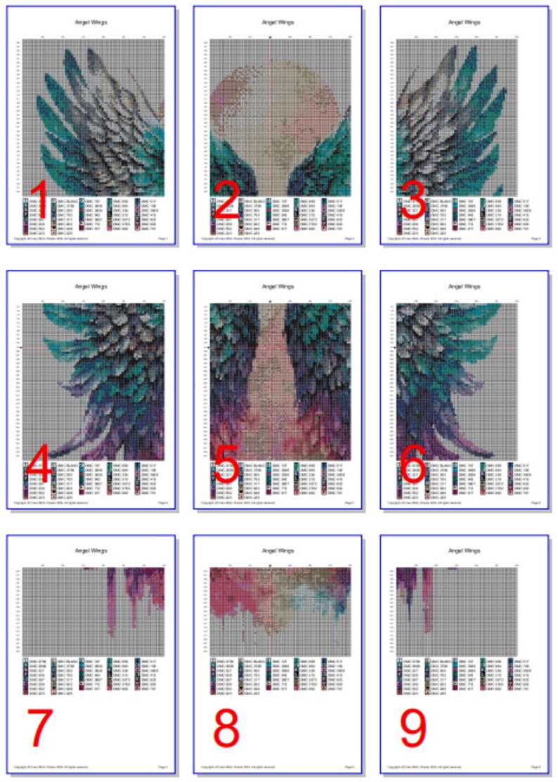 Angel Wings Cross Stitch Pattern, Instant PDF Download, Watercolour X ...