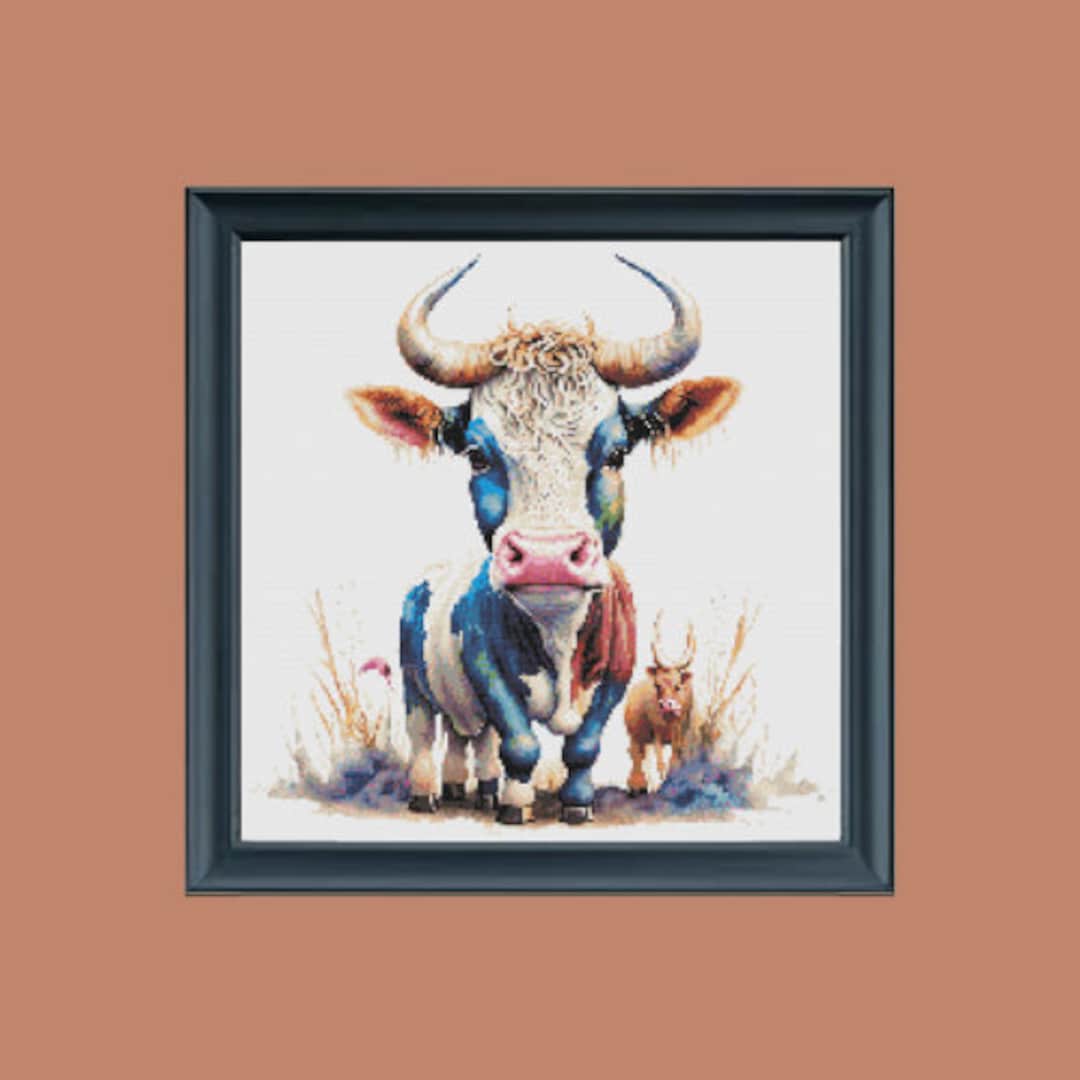 Cow Cross Stitch Pattern, Cows Cross Stitch Chart, Cows in Field ...