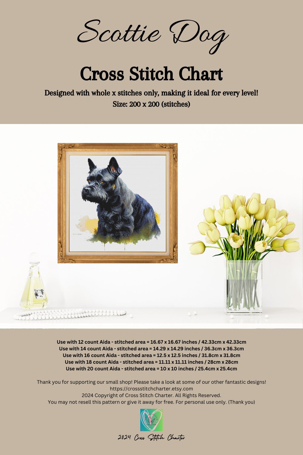Scottie Dog Cross Stitch Pattern, Dog X Stitch Chart, Black Dogs ...