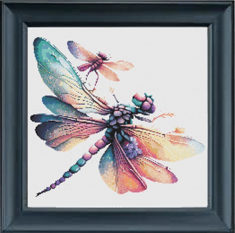 Dragonfly Cross Stitch Pattern, Instant PDF Download, Insect Watercolor ...