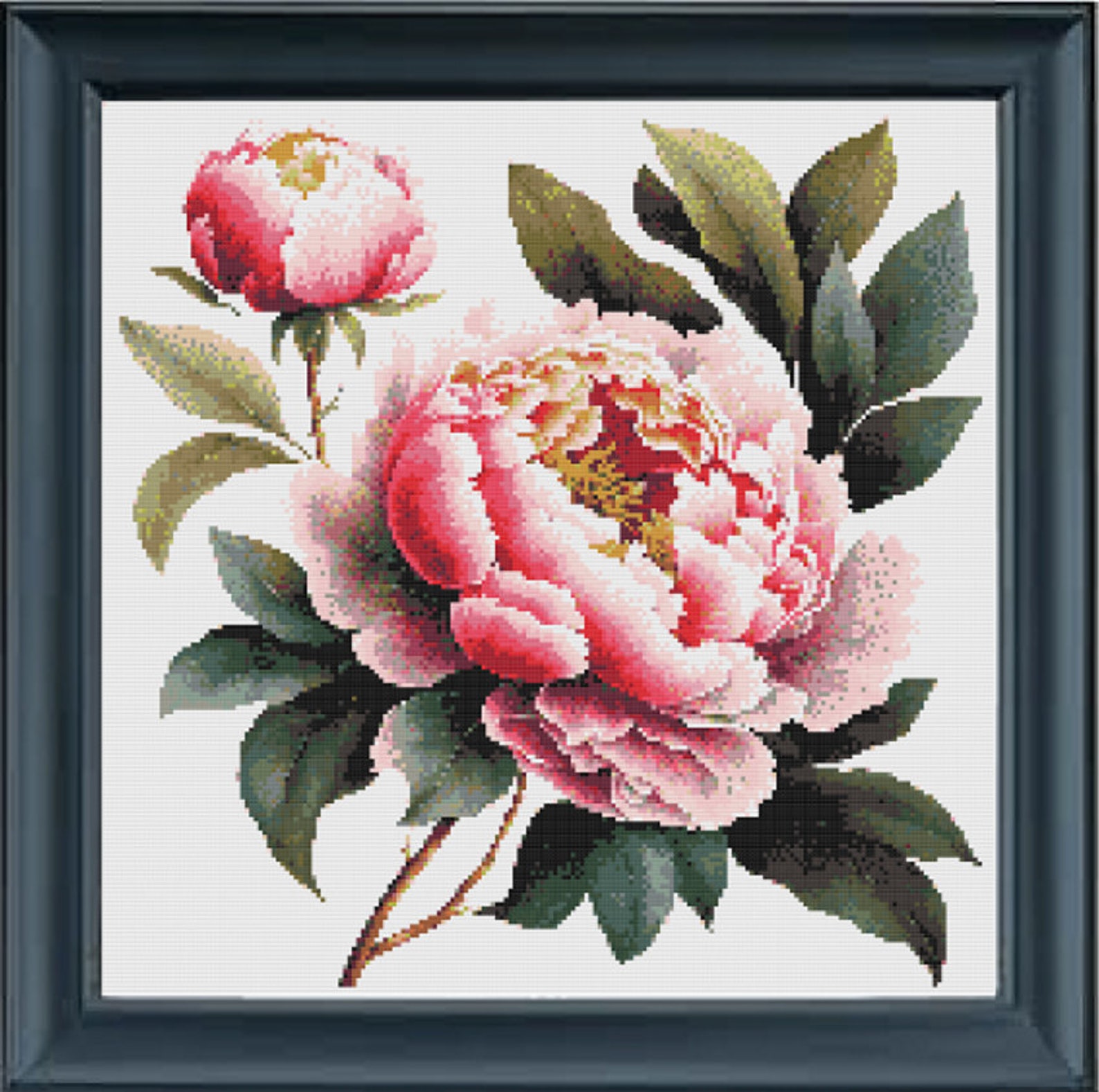 Peony Cross Stitch Pattern, Vintage Peony Cross Stitch Chart, Floral ...