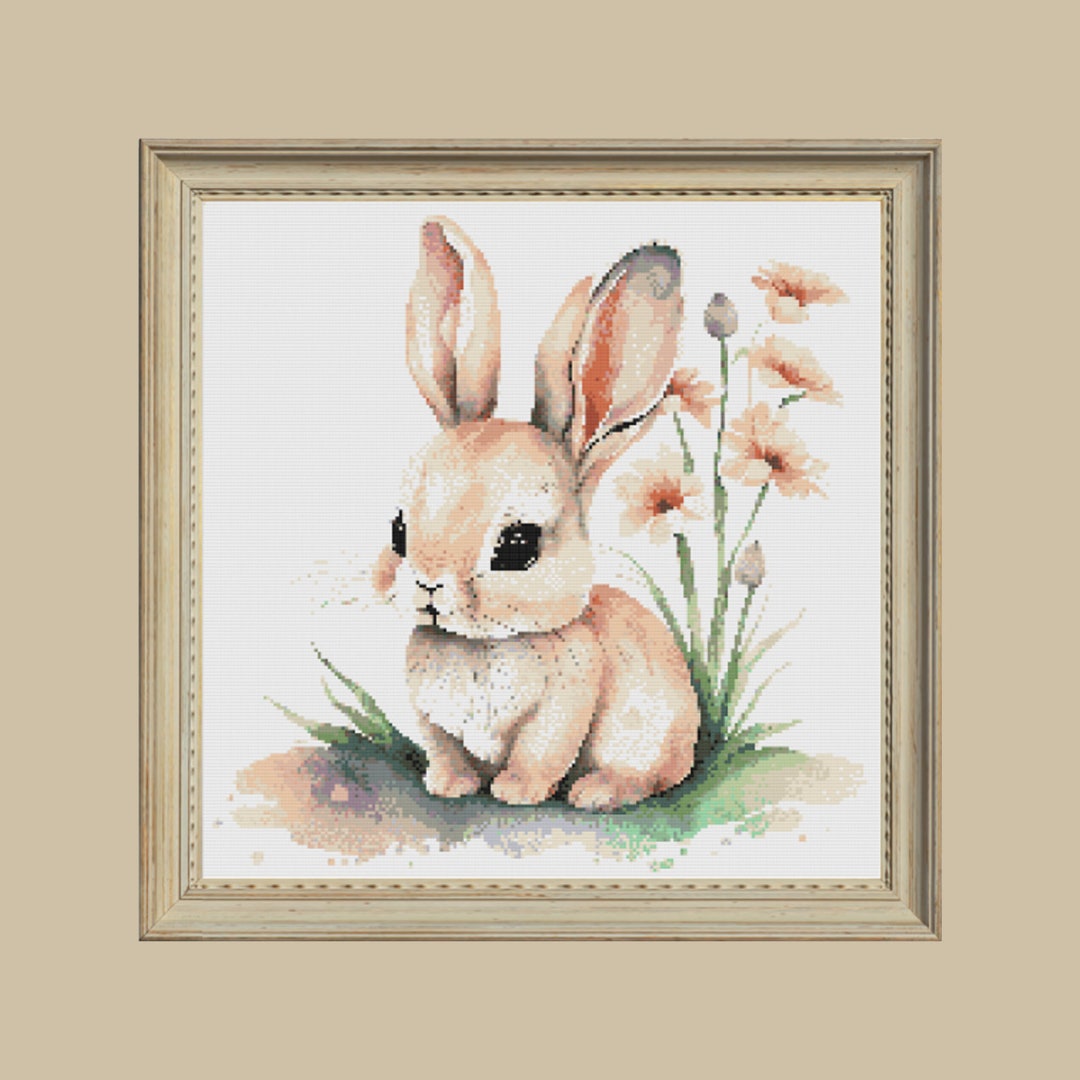 Baby Rabbit Cross Stitch Pattern, Baby Bunny, Cute Bunny Rabbit, Easter ...