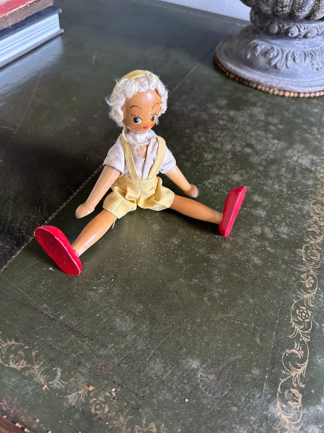 Vintage Wooden Peg Doll Painted Face Polish 1960 - Etsy