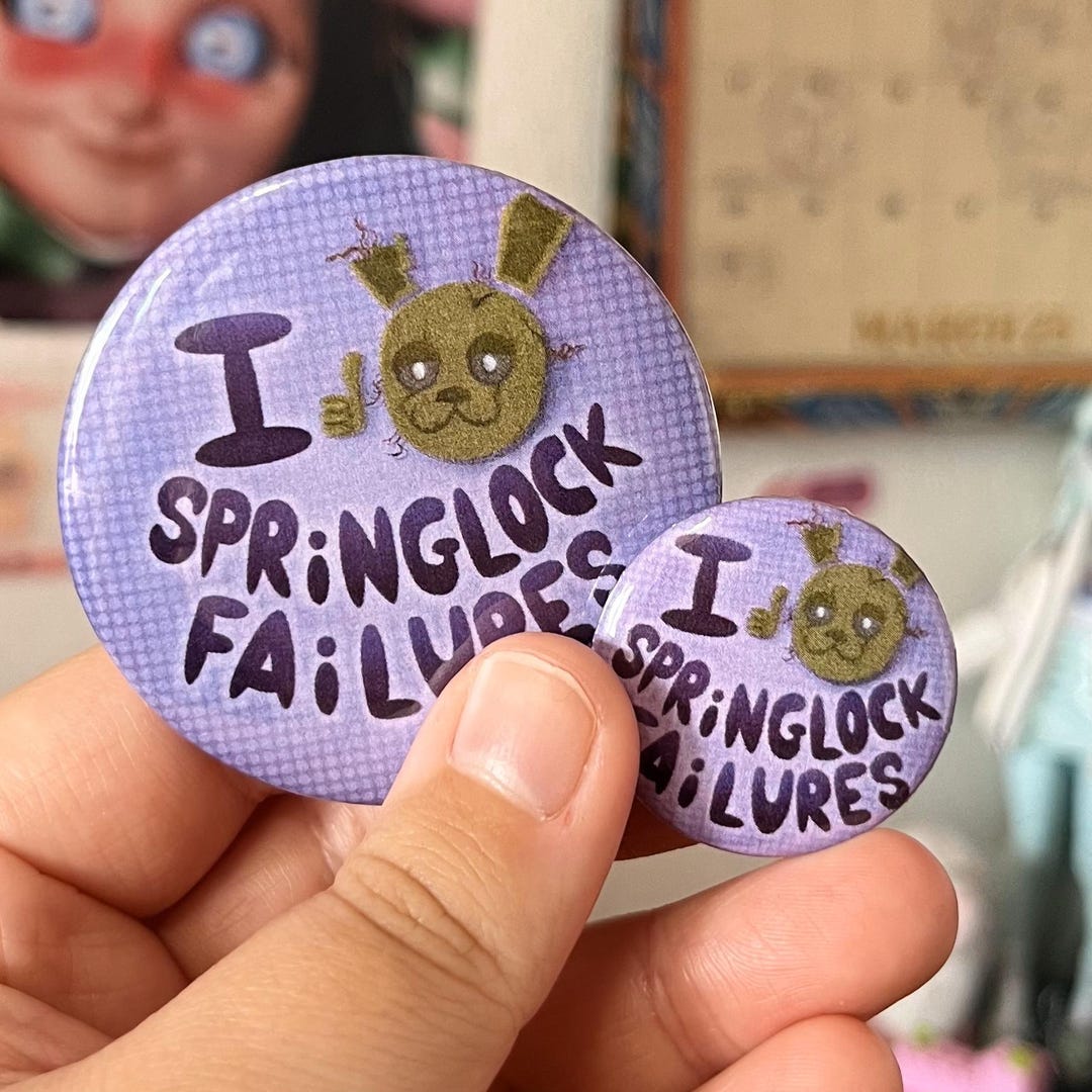 I Heart Springlock Failures FNAF Springtrap 32-58mm Button Badges - Etsy
