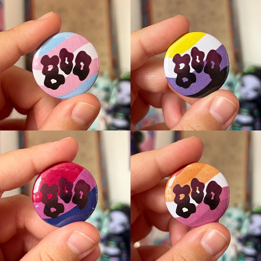 BOO! LGBTQIA+ Pride Flag 32mm Button Badges - Transgender, Bisexual ...