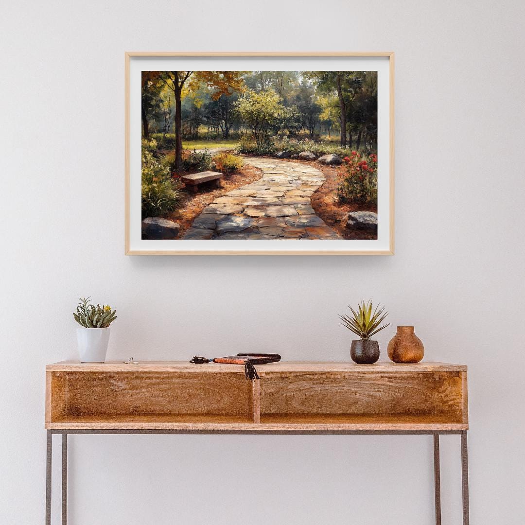 Vintage Forest Pathway Painting | Mountain Footpath Painting | Nature ...