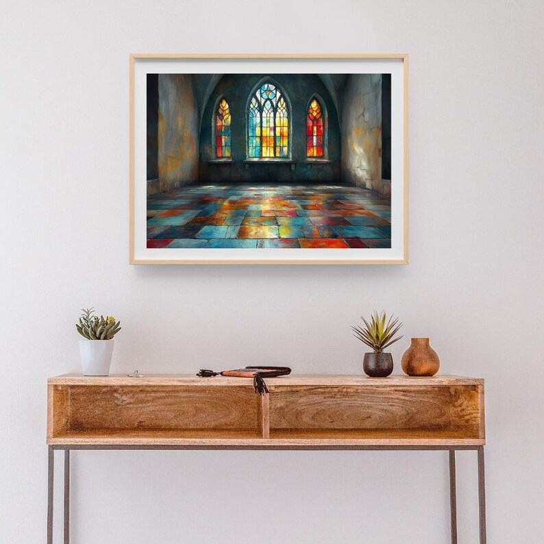 Emerald Stained Glass Windows Wall Art | Printable Painted Window Pane ...