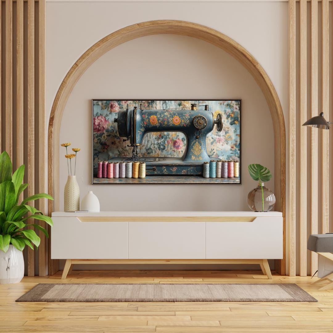 Vintage Sewing Machine Painting | Digital Art Printable | Printable ...