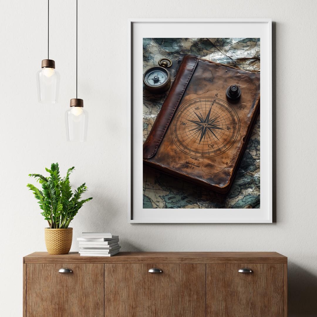 Compass Watercolor Art and Old Map Painting | Geographic Lover Painting ...