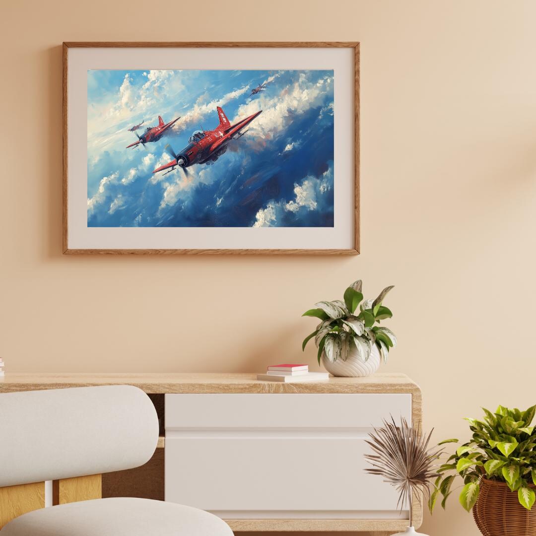 Red Arrows RAF Painting | Red Angels Planes Wall Art | Military ...
