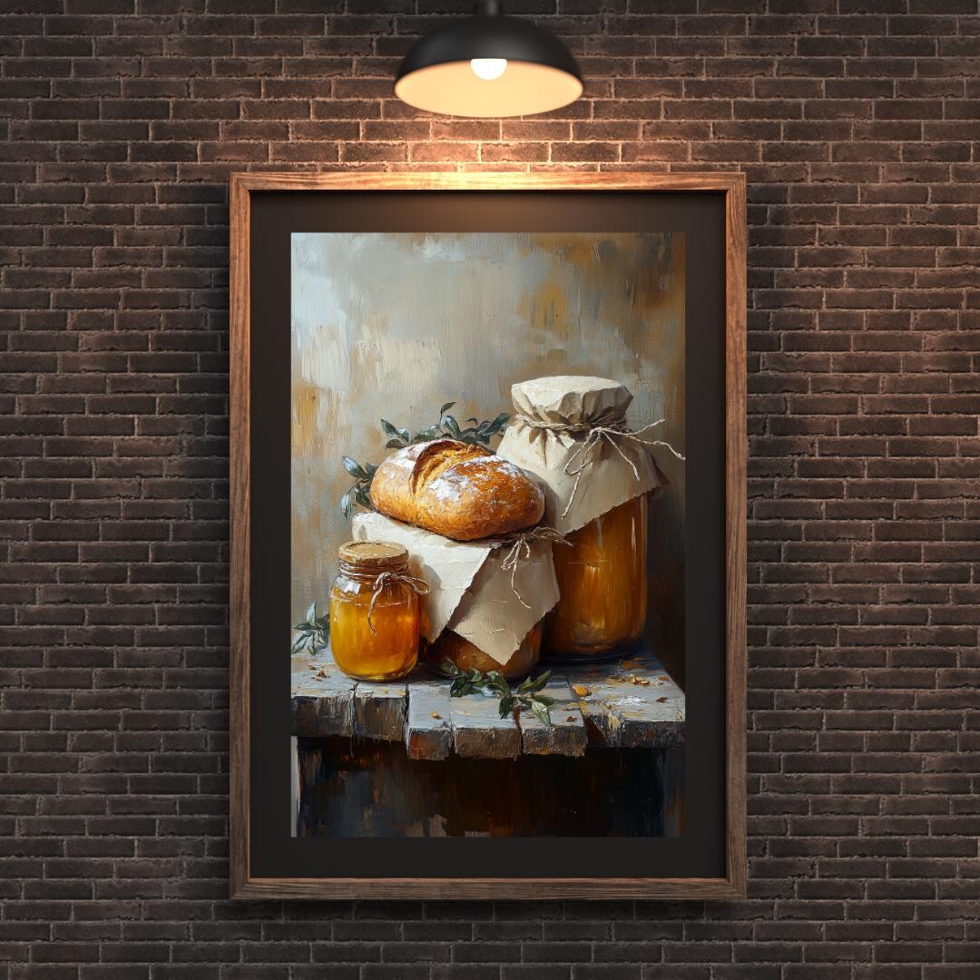 Baked Bread Wrapped in Paper With Honey Jar Painting | Homemade Baked ...