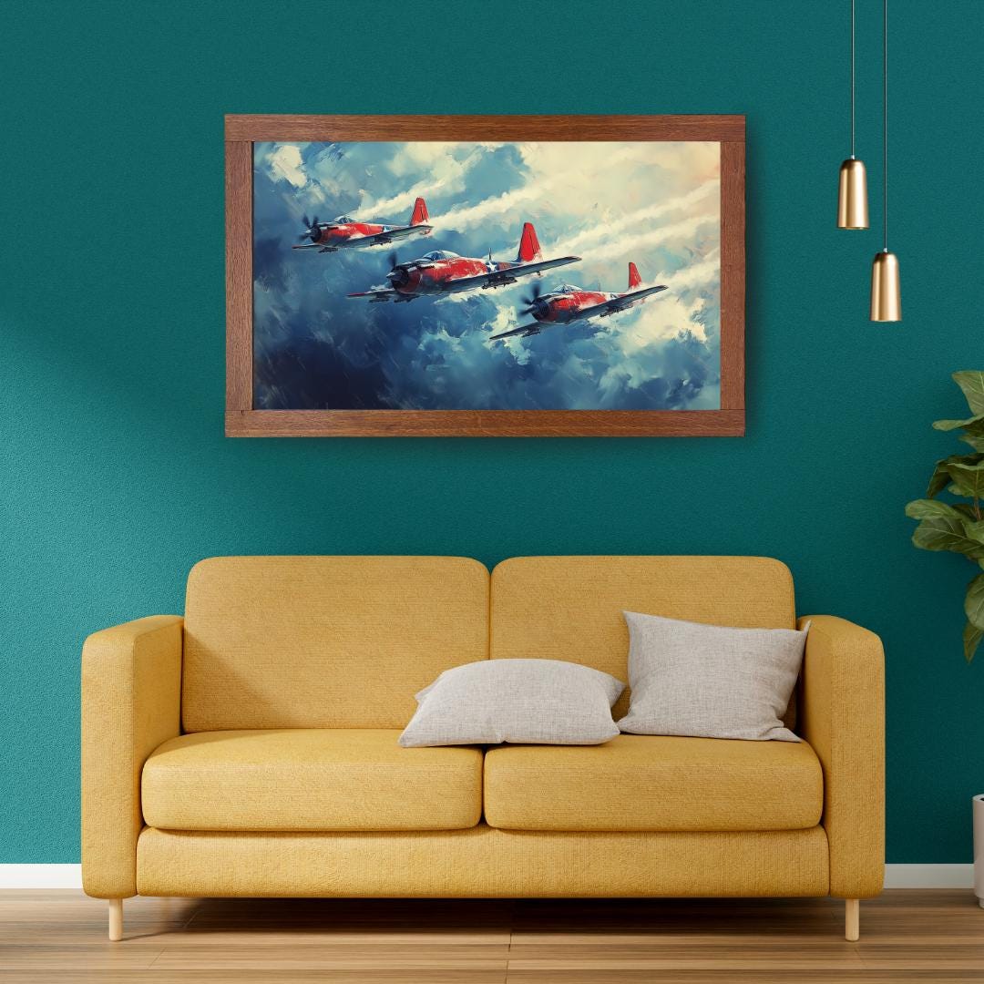 Red Angels Planes Wall Art | Military Aviation Painting | Red Arrows ...