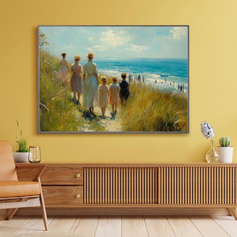 Coastal Nursery Printable | Beach Scene Poster | Children Playing at ...