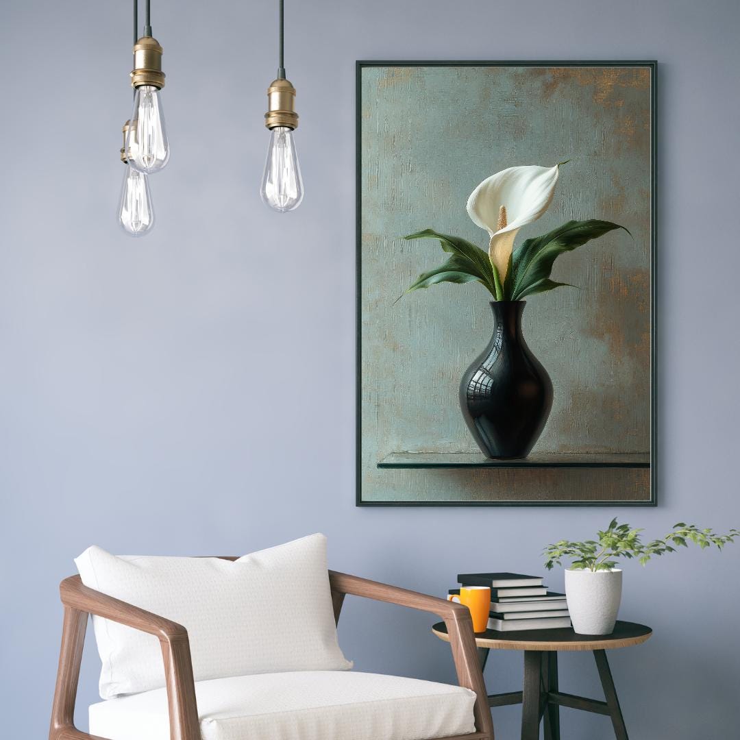 White Calla Painting | Botanical Wall Art | Calla Lily Oil Painting ...